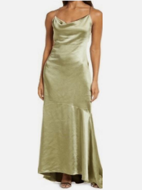 Elliatt | Dresses | Revolve Elliatt Aisle Satin Chartreuse Draped Cowl ...